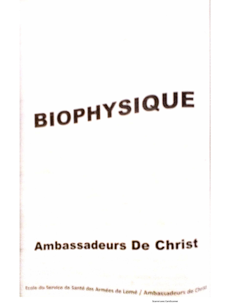 Examen de Biophysique | PDF