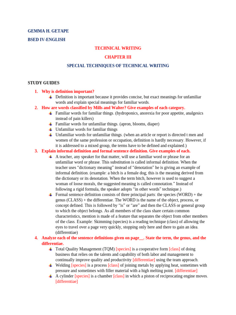 Technical Writing Chapter Iii | PDF | Definition | Thermometer
