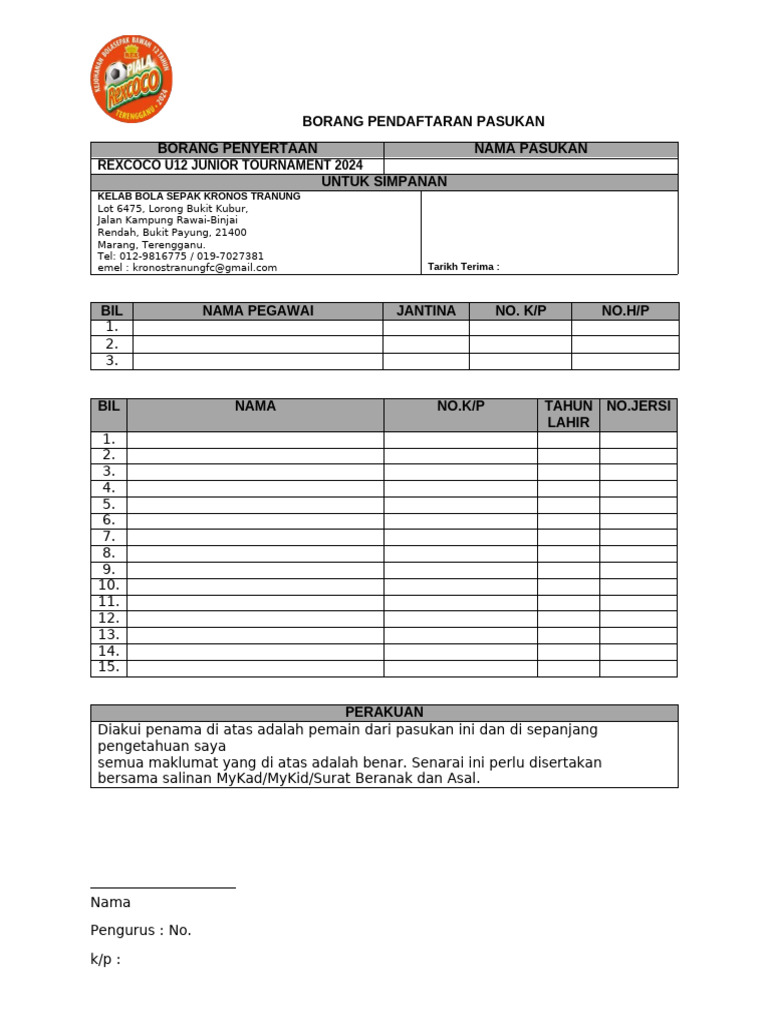 Borang Pendaftaran Rexcoco | PDF