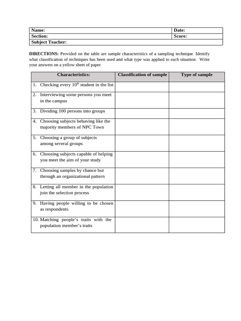 Sampling Techniques Classification Guide | PDF | Career & Growth ...