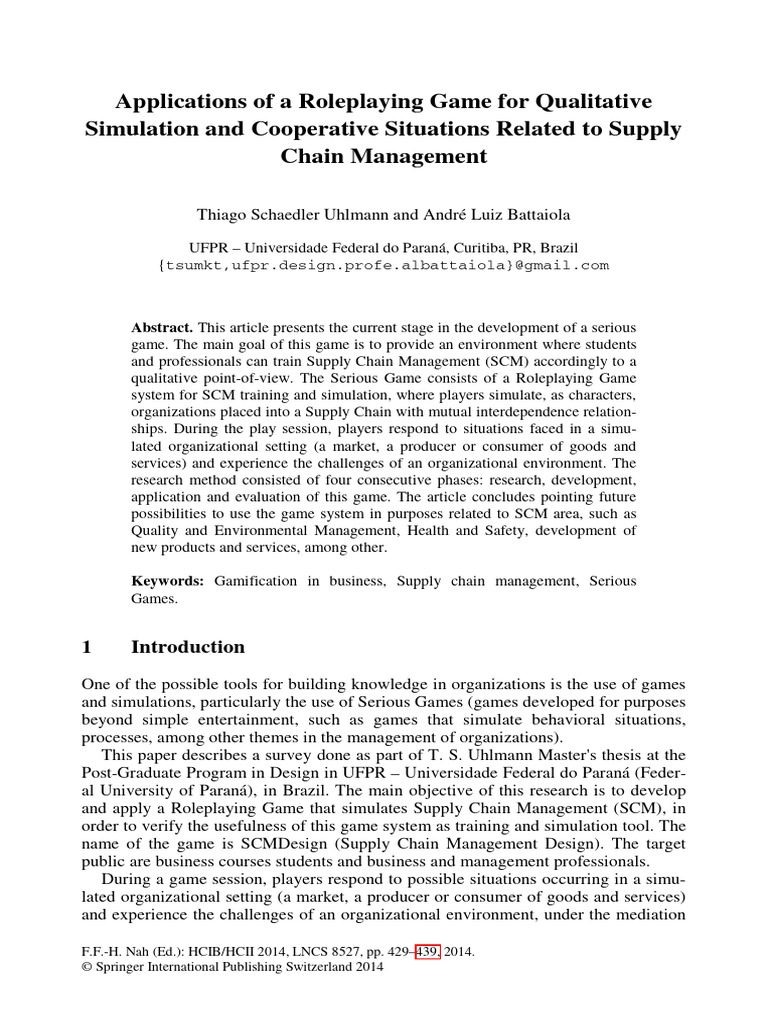 Applications of A Roleplaying Game For Qualitative Simulation and Cooperative Situations Related ...