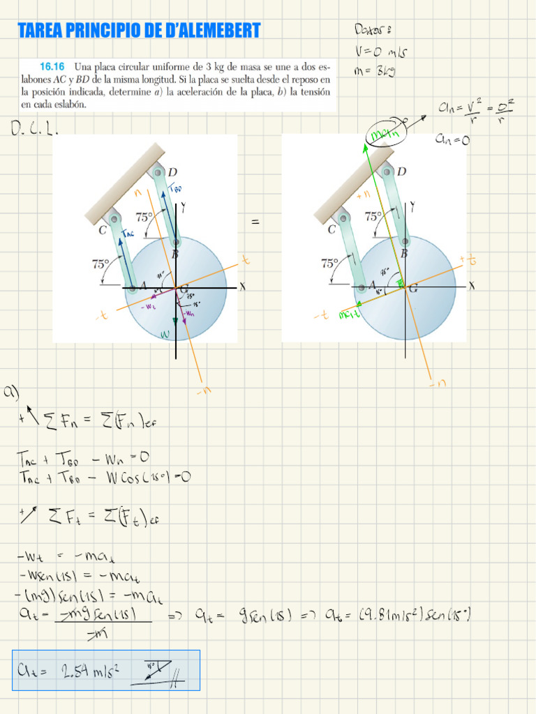 D'Alembert's Principle Calculations | PDF