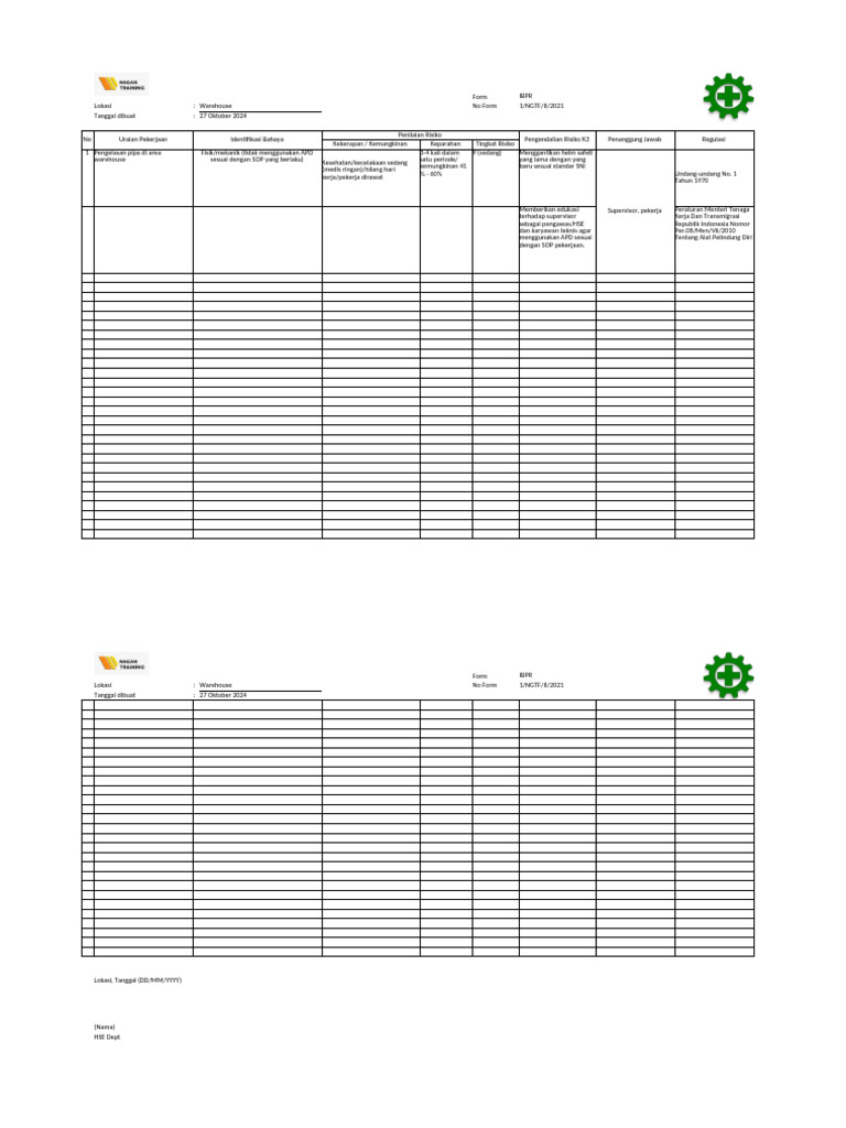 Form IBPR Manajemen Resiko - Tugas 1 | PDF