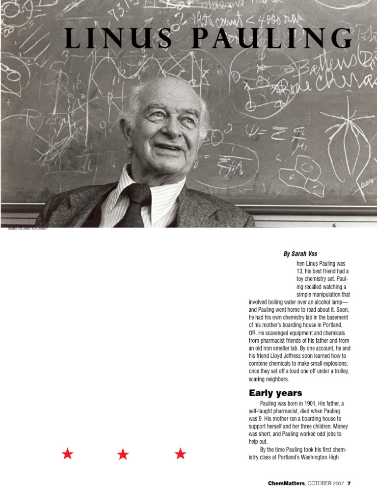 Linus Pauling: Chemistry Pioneer Story | PDF | Chemical Bond | Ionic ...