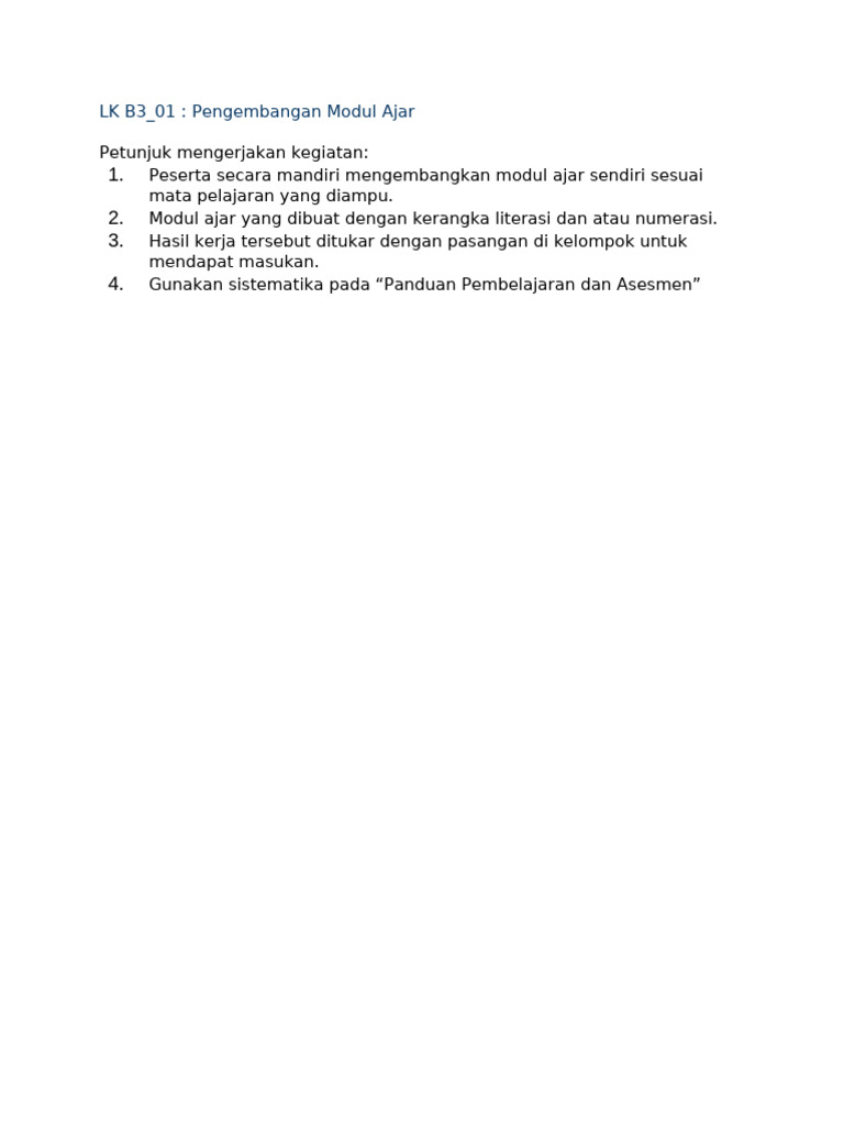 LK B3 - 01. Pengembangan Modul Ajar | PDF