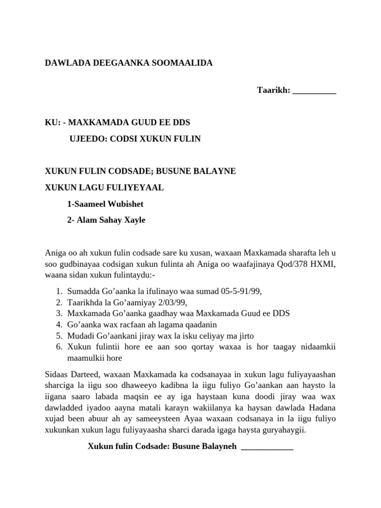 Codsi Fulin Go'Aan | PDF