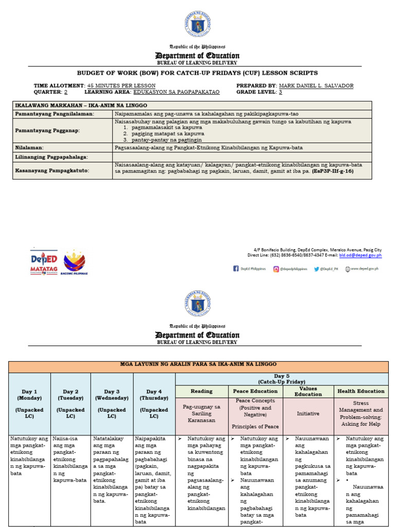 CO-2024-BOW-Grade 3-CUF-EsP-Q2-W6 | PDF