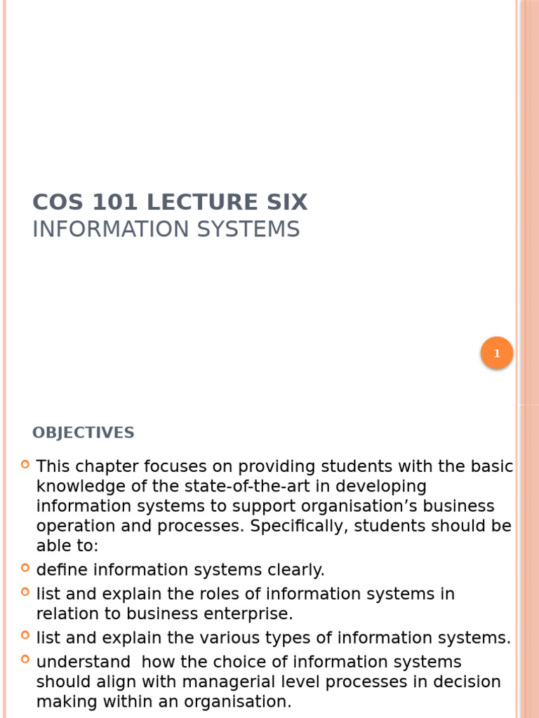 Cos 101 Lecture Six | PDF | System | Information