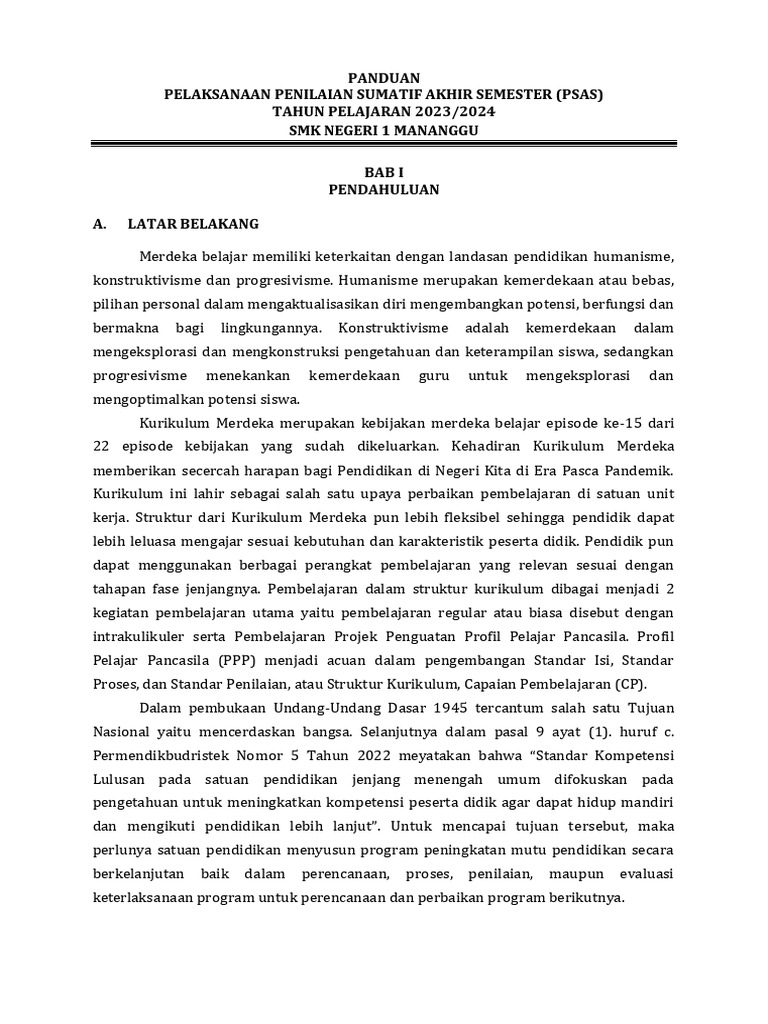 Panduan PSAS 2023-2024 | PDF
