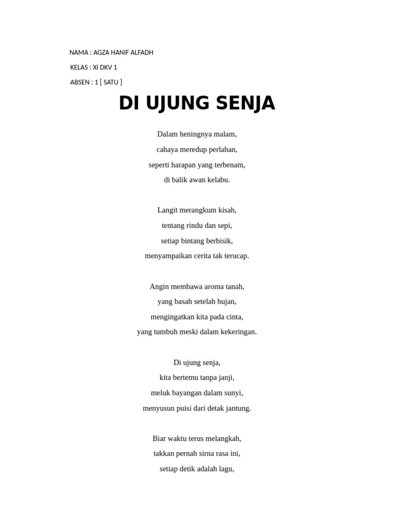 Puisi Senja: Cinta dan Rindu | PDF