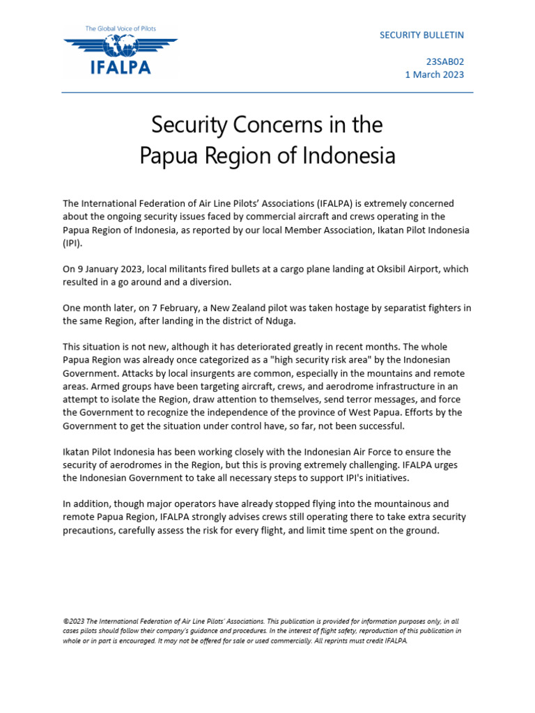 23sab02 Security Concerns in The Papua Region of Indonesia 1 | PDF ... 23sab02 Security Concerns in The Papua Region of Indonesia 1 | PDF ...