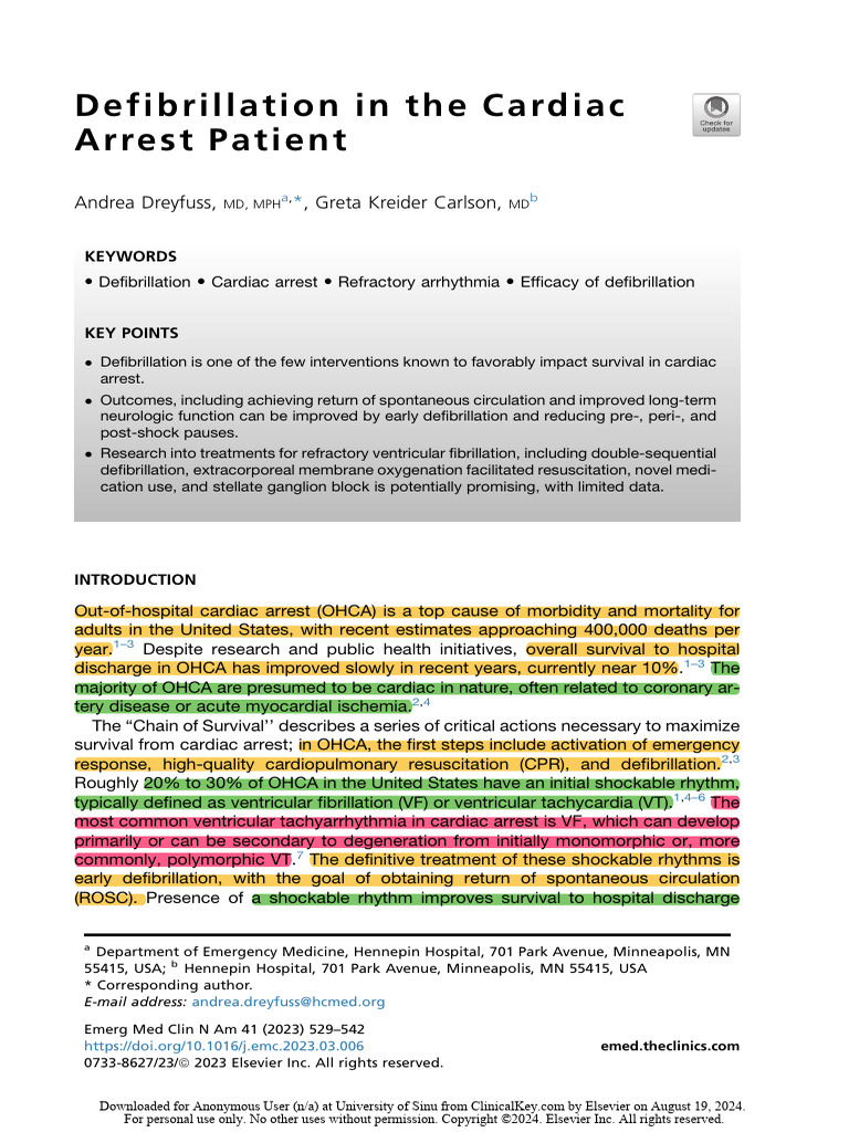 Defibrillation in The Cardiac | PDF | Cardiac Arrest | Cardiopulmonary ...