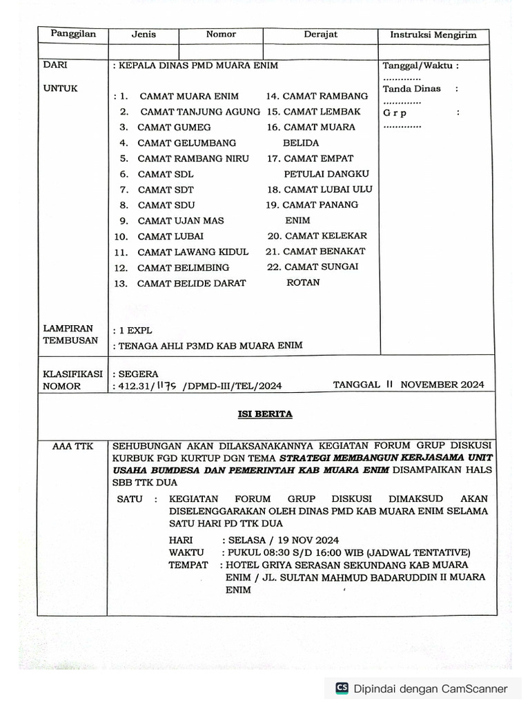 Telex FGD 19 Nov 2024 | PDF