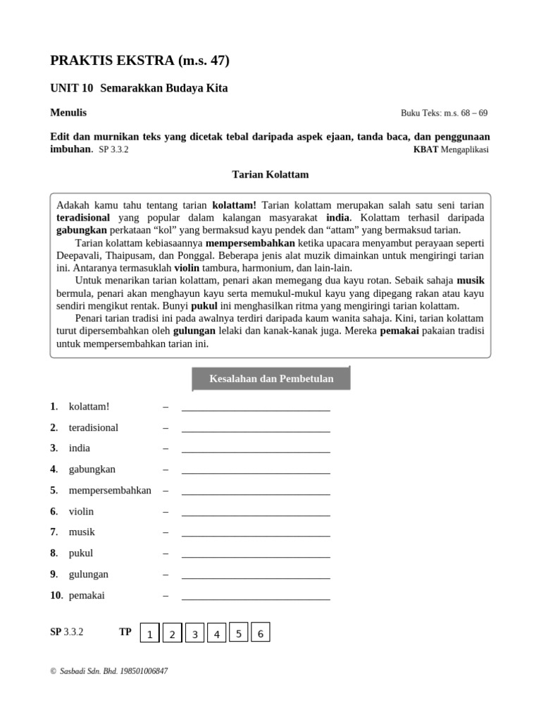 Tahun 4 - Tema 4 M.S. 47 - Praktis Ekstra | PDF | Kajian Bahasa Asing | Sains & Matematika