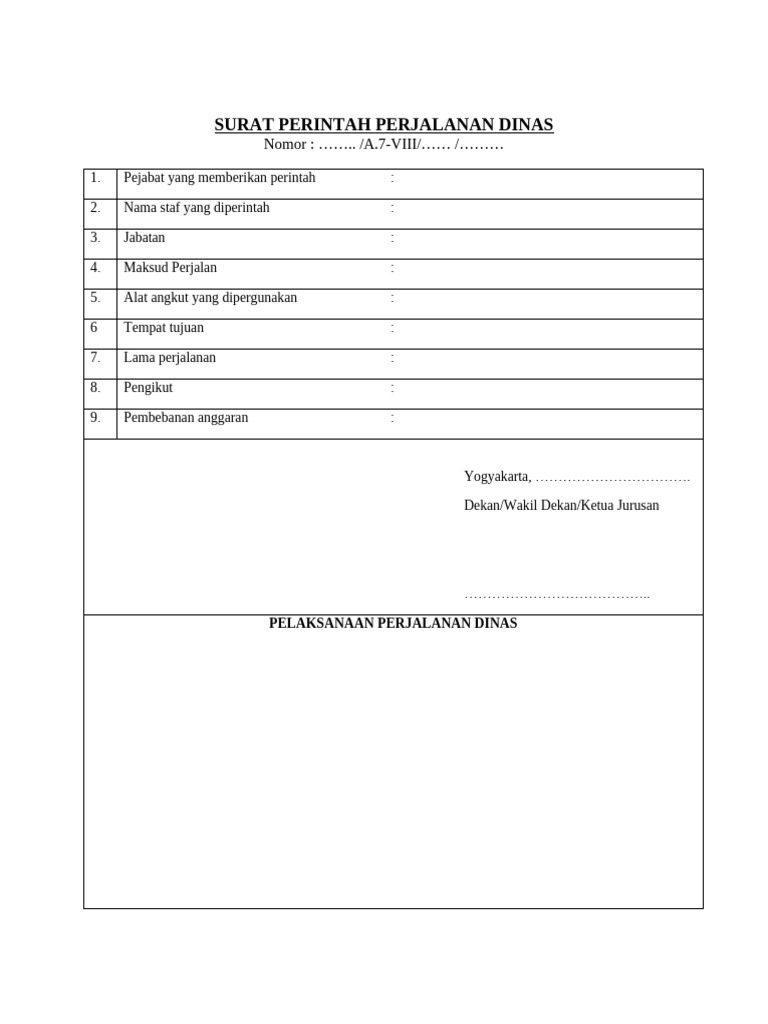 FORM SPPD Surat Permohonan Perjalanan Dinas | PDF