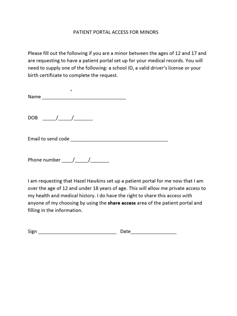 Patient Portal Access For Minors | PDF | Social Science | Self-Improvement
