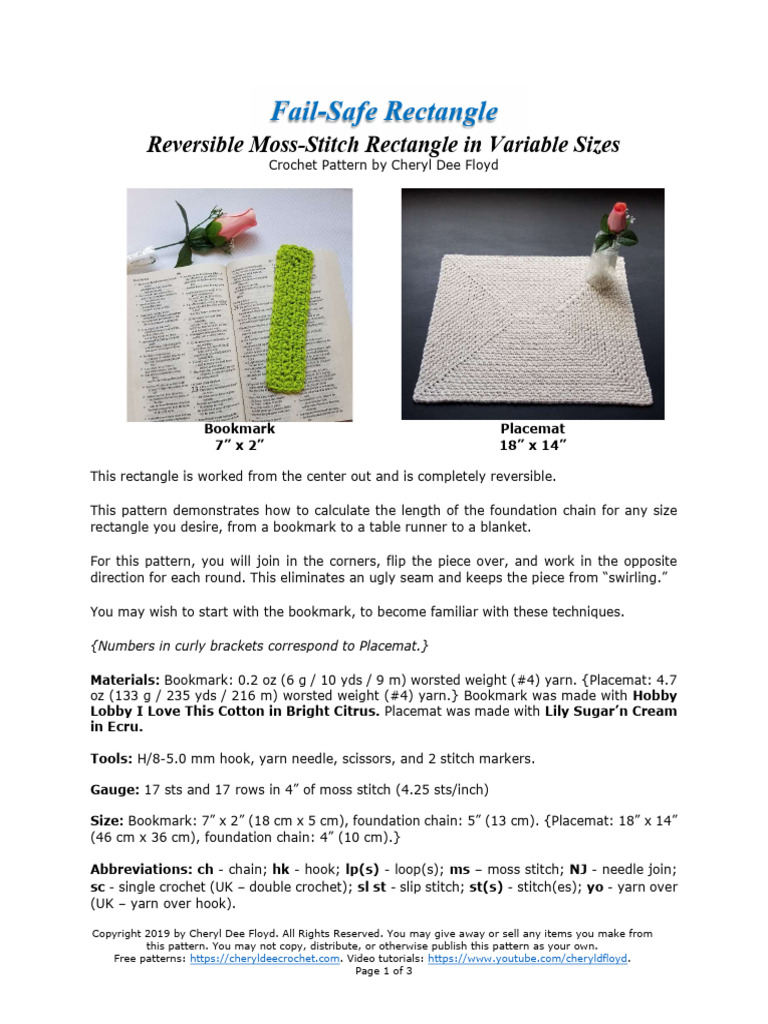 Failsafe Rectangle Main Pattern by Cheryl Dee Floyd | PDF | Gauge ...