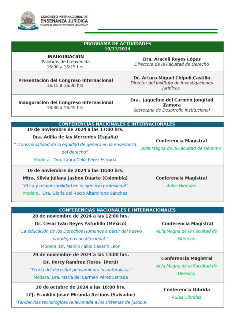 Programa Congreso Internacional Sobre La Enseñanza Jurídica | PDF | Justicia | Crimen y violencia
