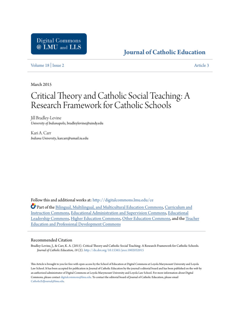 Critical Theory and Catholic Social Teaching - A Research Framework For ...