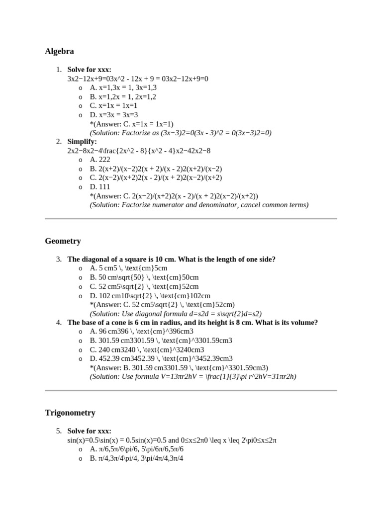 Algebra | PDF | Pi | Mathematical Objects
