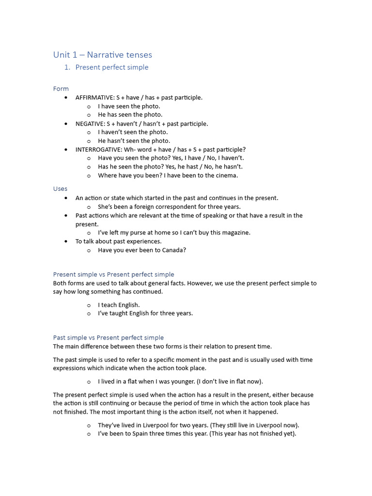 Perfect Tenses 2º Bachillerato | PDF | Grammatical Tense | Syntax