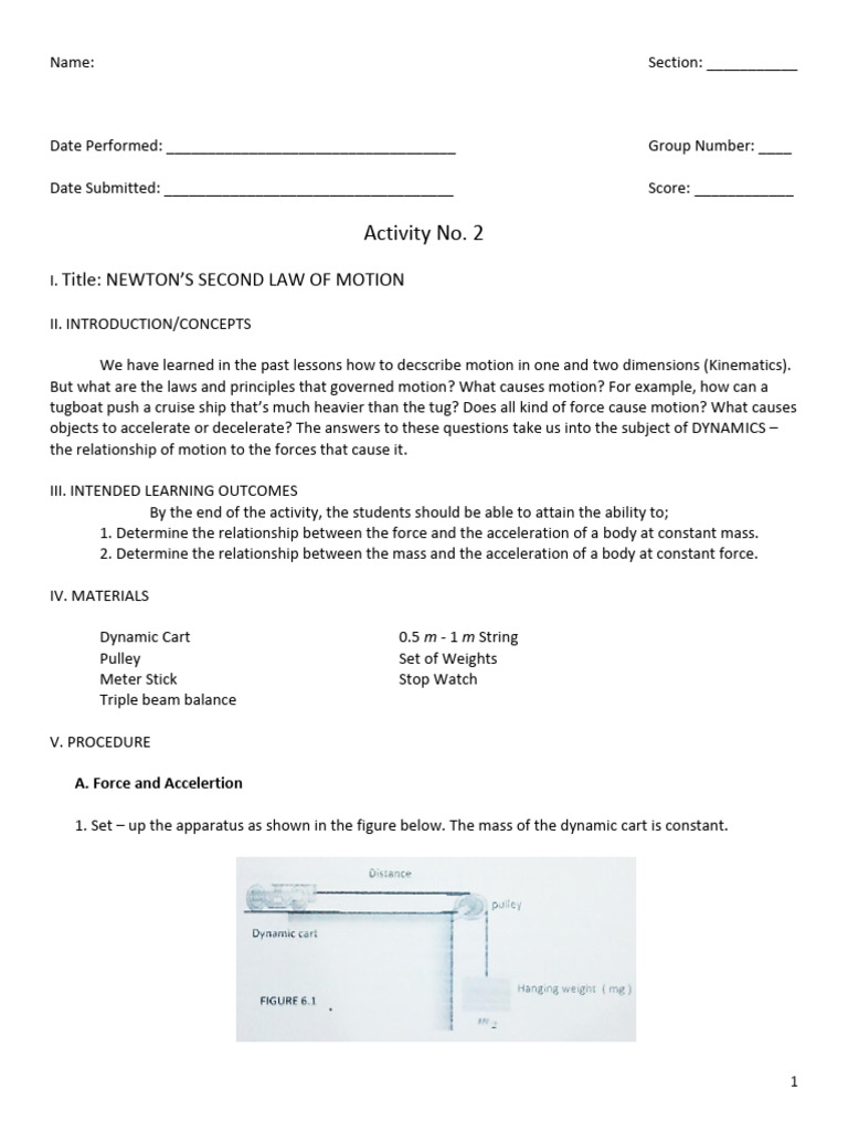 Activity 2 | PDF | Force | Mass