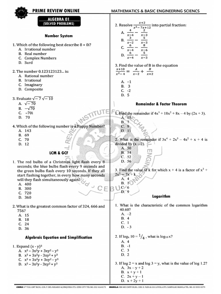 Algebra To Mechanics SOLVED | PDF