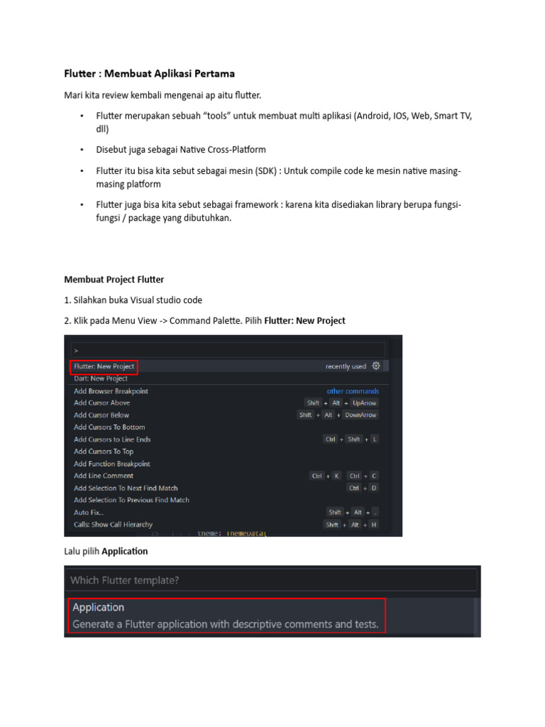 Flutter Membuat Project Pertama | PDF | Seni