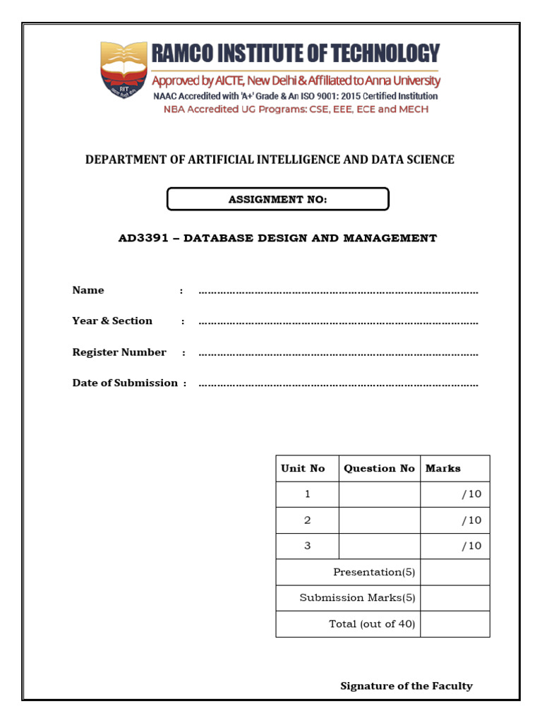 Assignment Front Page | PDF