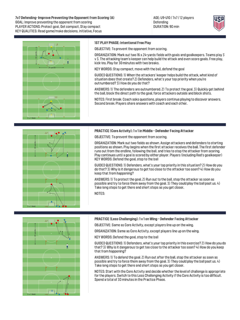 7v7 Defending Improve Preventing The Opponent From Scoring A | PDF