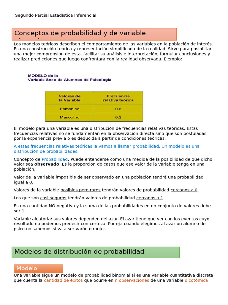Segundo Parcial Estadística Inferencial | PDF | Distribución normal | Media