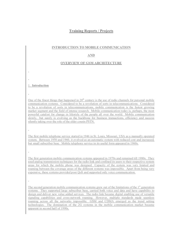 CCCCC C CCCCC: Training Reports / Projects | PDF | Cellular Network ...
