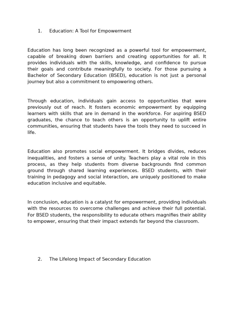 Education as Empowerment Tool | PDF | Empowerment | Secondary Education