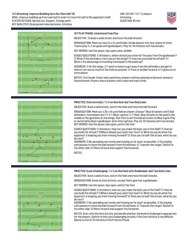 7v7 Attacking Improve Building Up in Our Own Half B | PDF