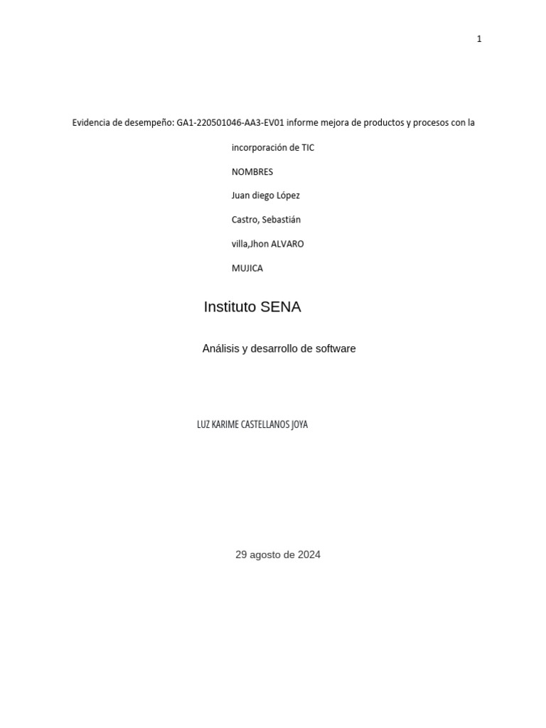 Informe Mejora de Productos y Procesos Con La Imcorporacion de Las Tics - PDF - 20241002 ...