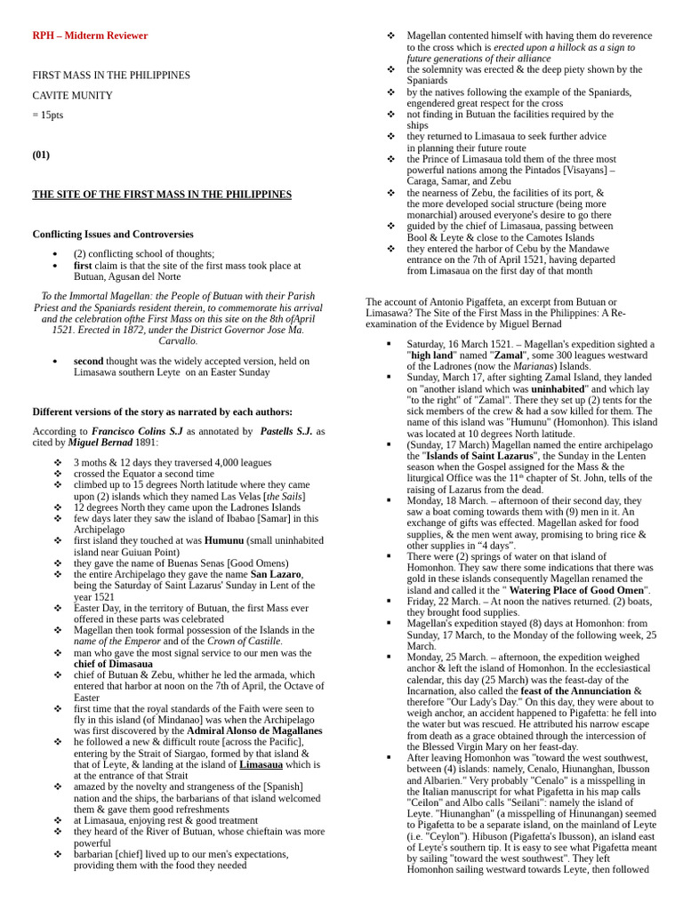 RPH - Midterm Reviewer - 042117 | PDF | Philippines