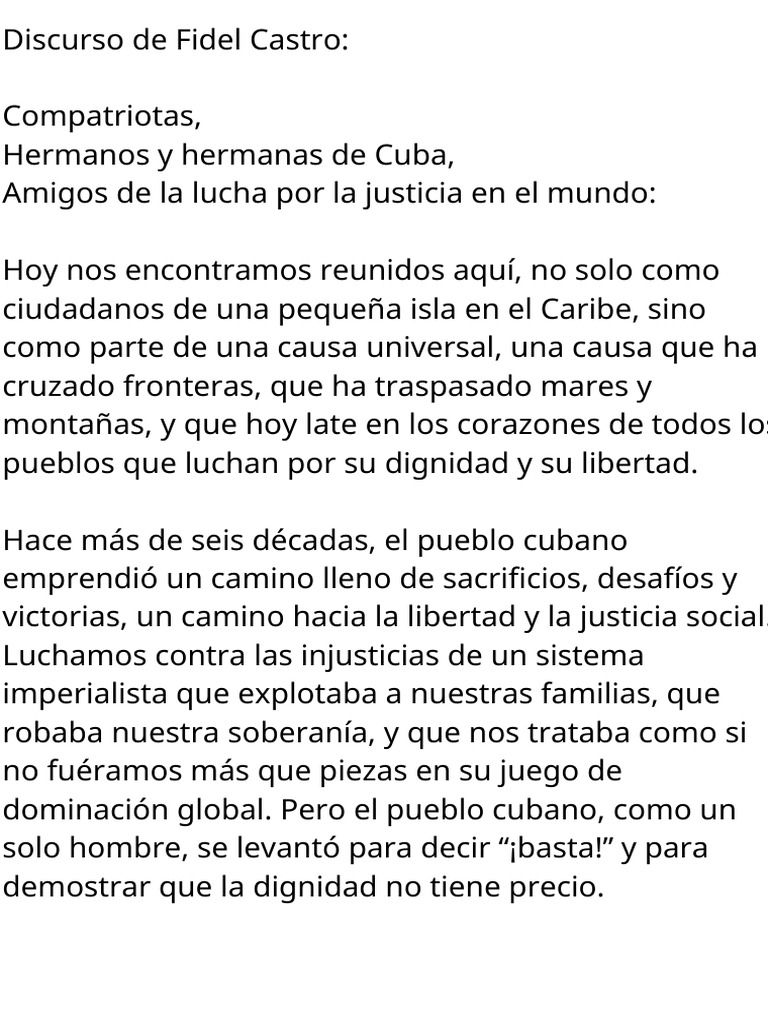 Discurso de Fidel Castro | PDF | Cuba | Revolución cubana