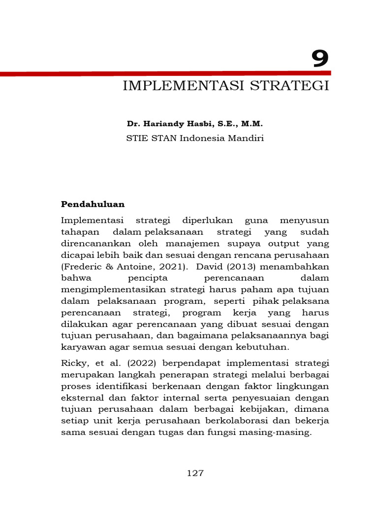 Bab 9 Implementasi Strategi | PDF | Bisnis