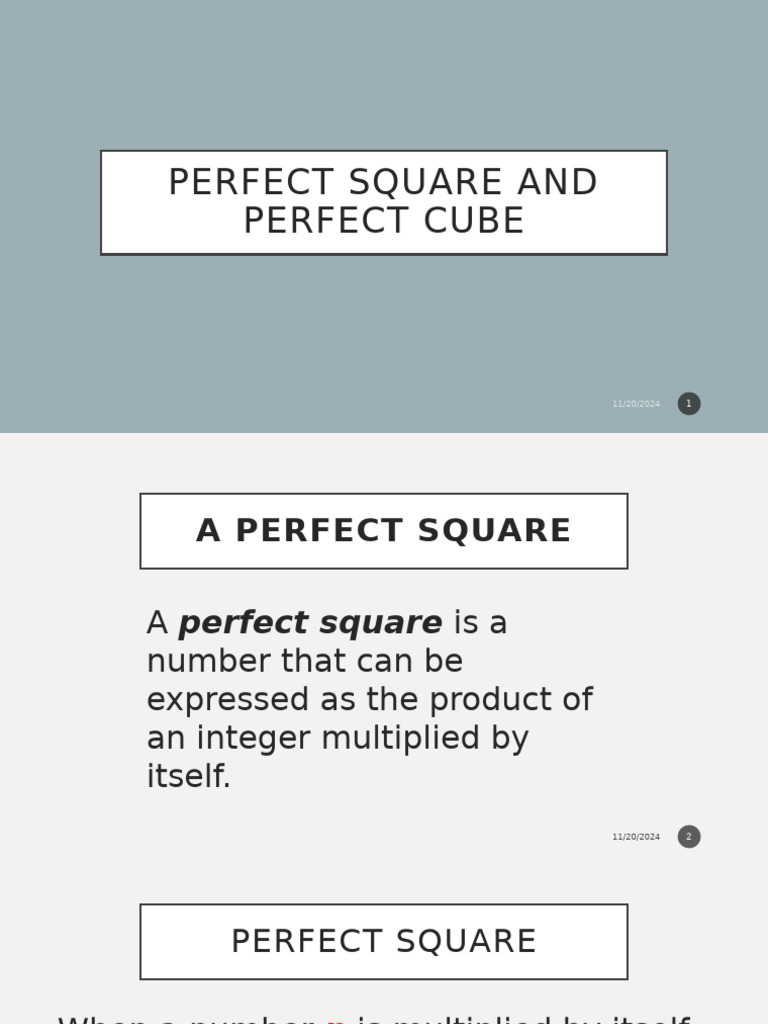 Perfect Square and Perfect Cube | PDF | Square Root | Mathematical Concepts