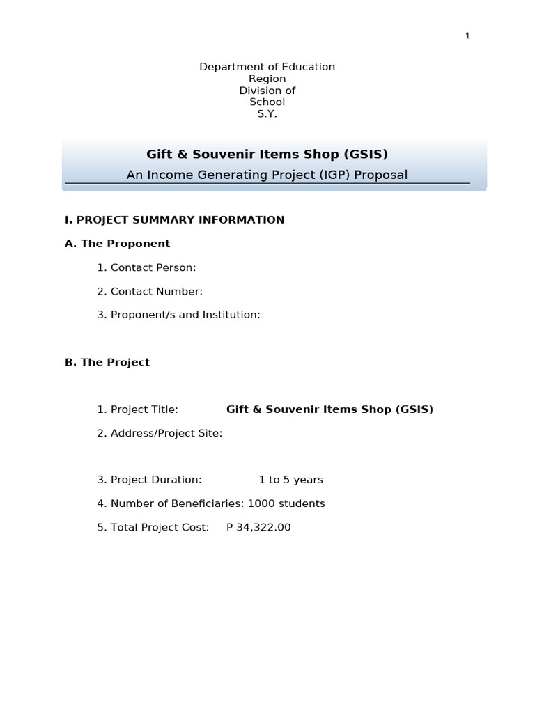 Igp Proposal | PDF | Sales