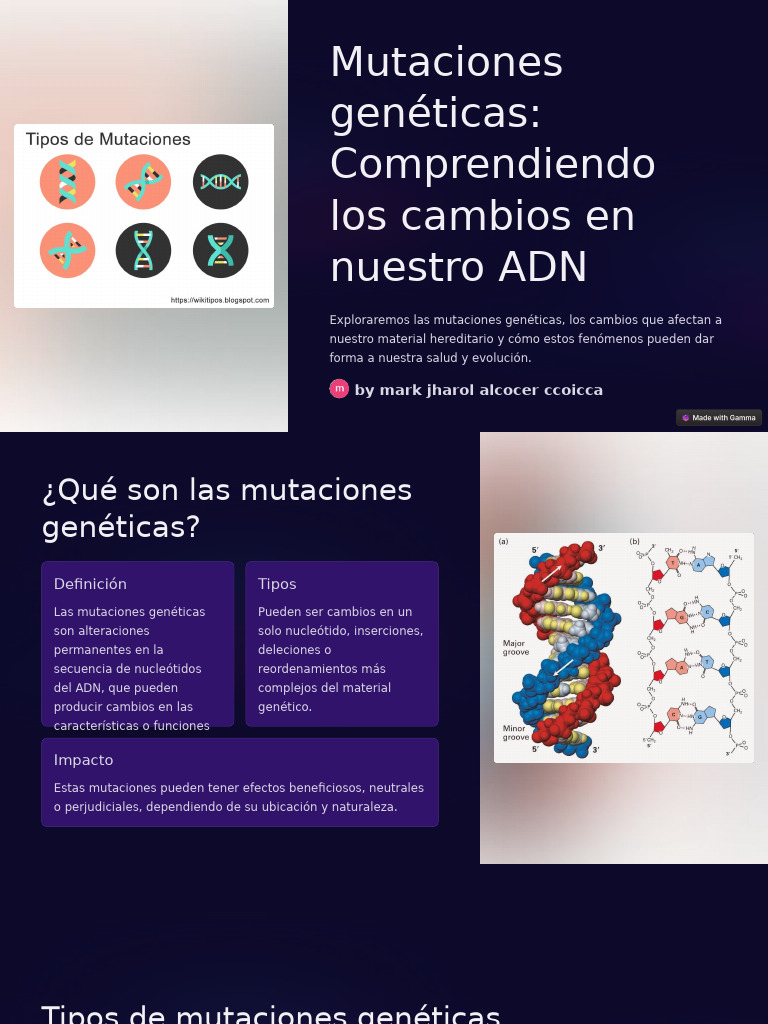 Mutaciones Geneticas Comprendiendo Los Cambios en Nuestro ADN | PDF ...
