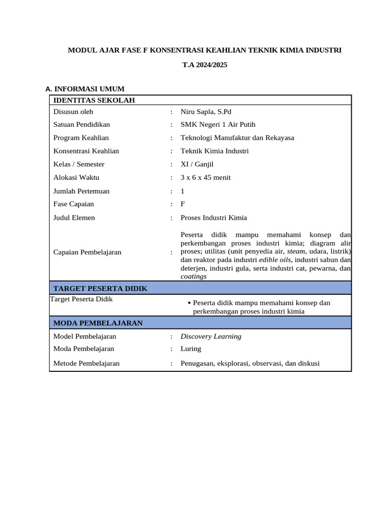 Modul 1 Konsep Dasar Kimia Industri | PDF | Karier & Perkembangan | Seni