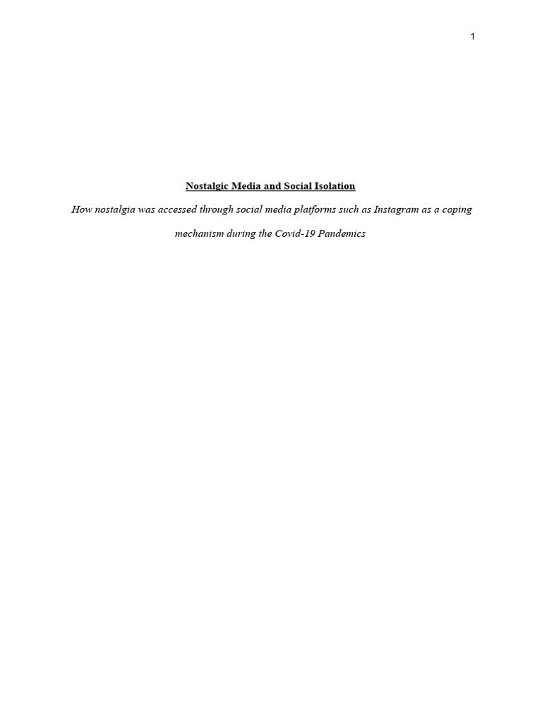 Nostalgic Media and Social Isolation | PDF | Nostalgia | Psychology