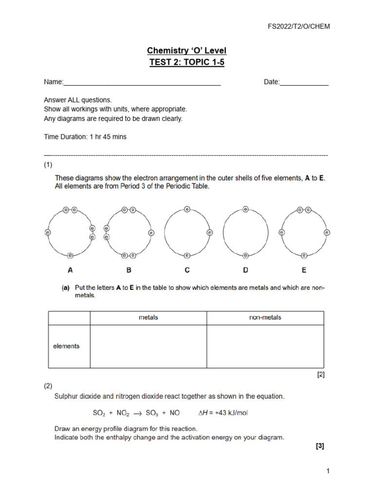 'O' Level - Test 2 | PDF