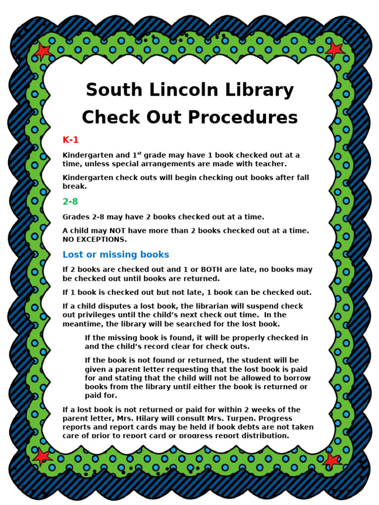 Library Checkout Procedures | PDF | Wellness