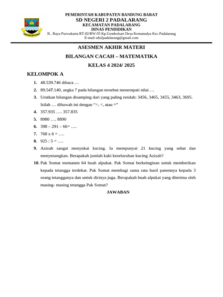 BAB 1 - Matematika Bil. Cacah | PDF