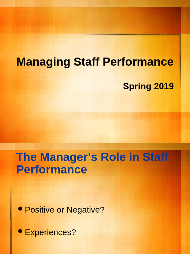 Managing Staff Performance | PDF | Goal | Goal Setting