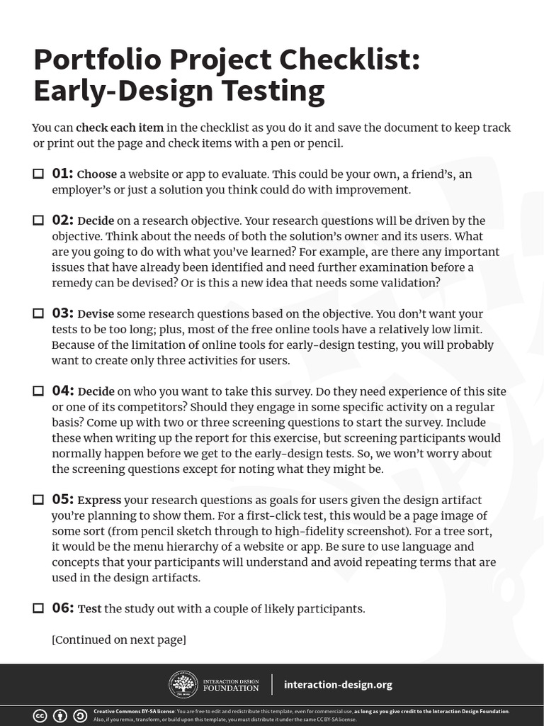 DDD Portfolio Project Checklist Early Design Testing | PDF ...