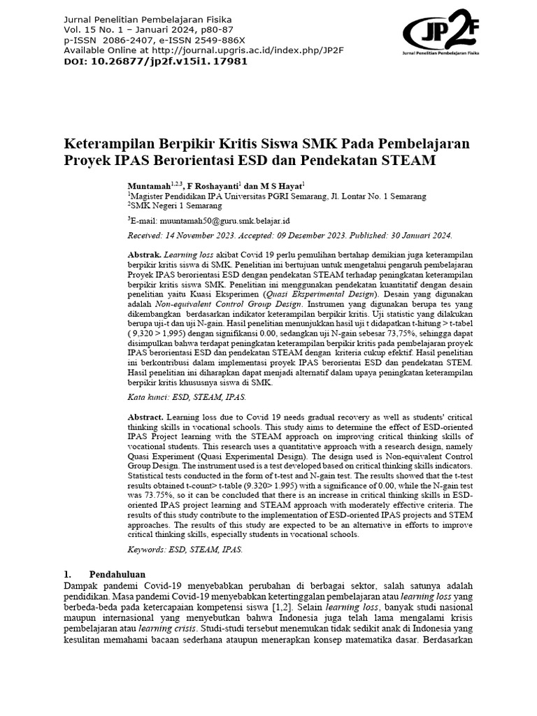 06 Pembelajaran STEM Dan ESD Projek IPAS SMK 2024 | PDF