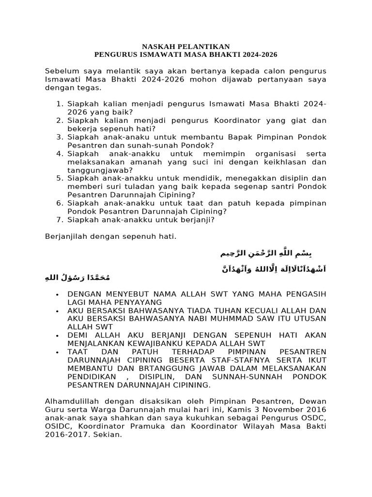 Naskah Pelantikan | PDF